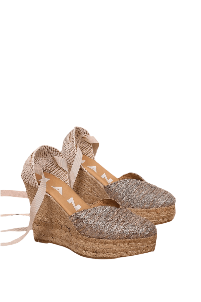 Manebì Espadrillas con zeppa in cotone misto Lurex